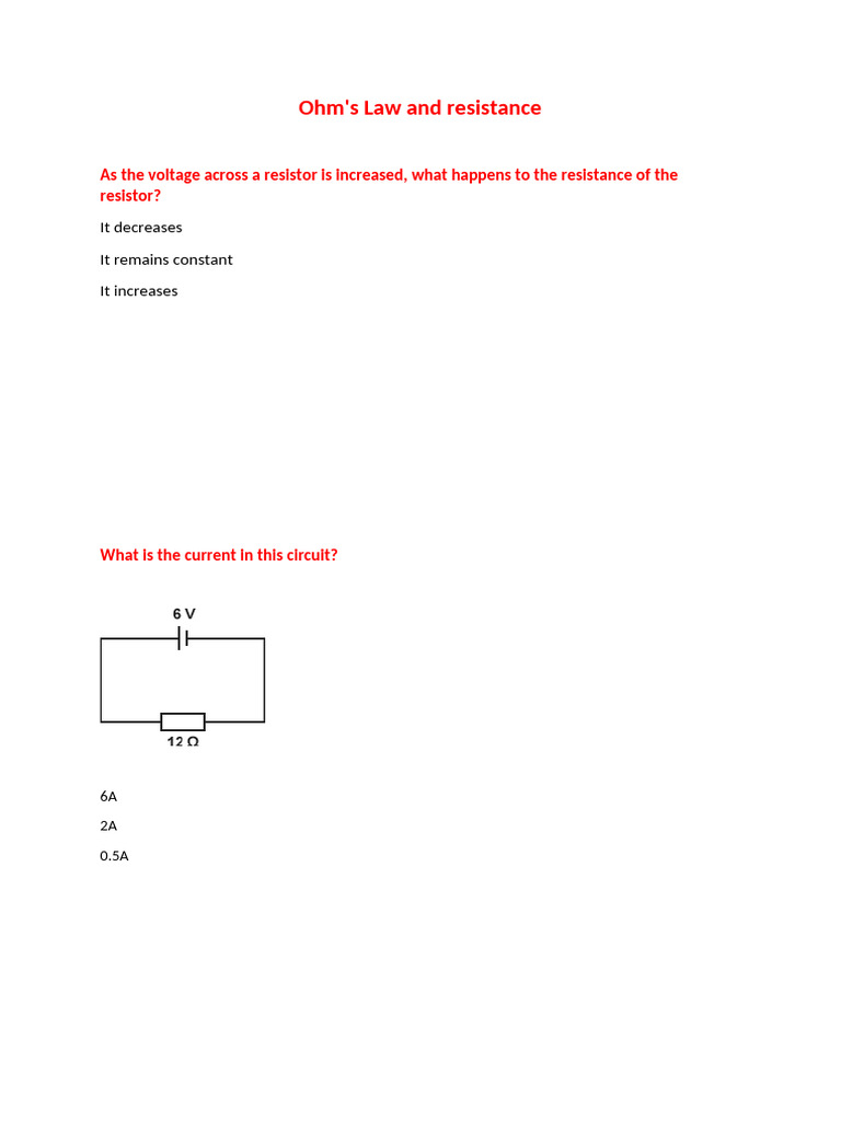 Ohm's Law and Resistance | PDF