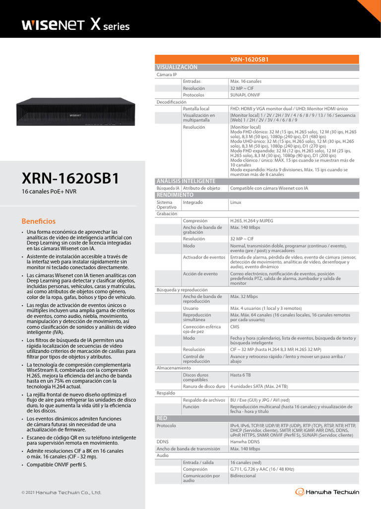 ES-Datasheets-UK-March-XRN-1620SB1-V2-low (1) | PDF | USB | Inteligencia artificial