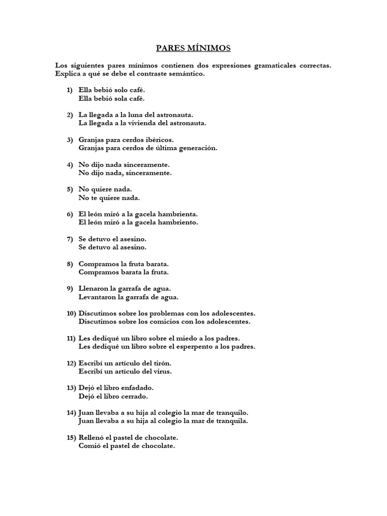 Ejercicios Pares Mínimos | PDF