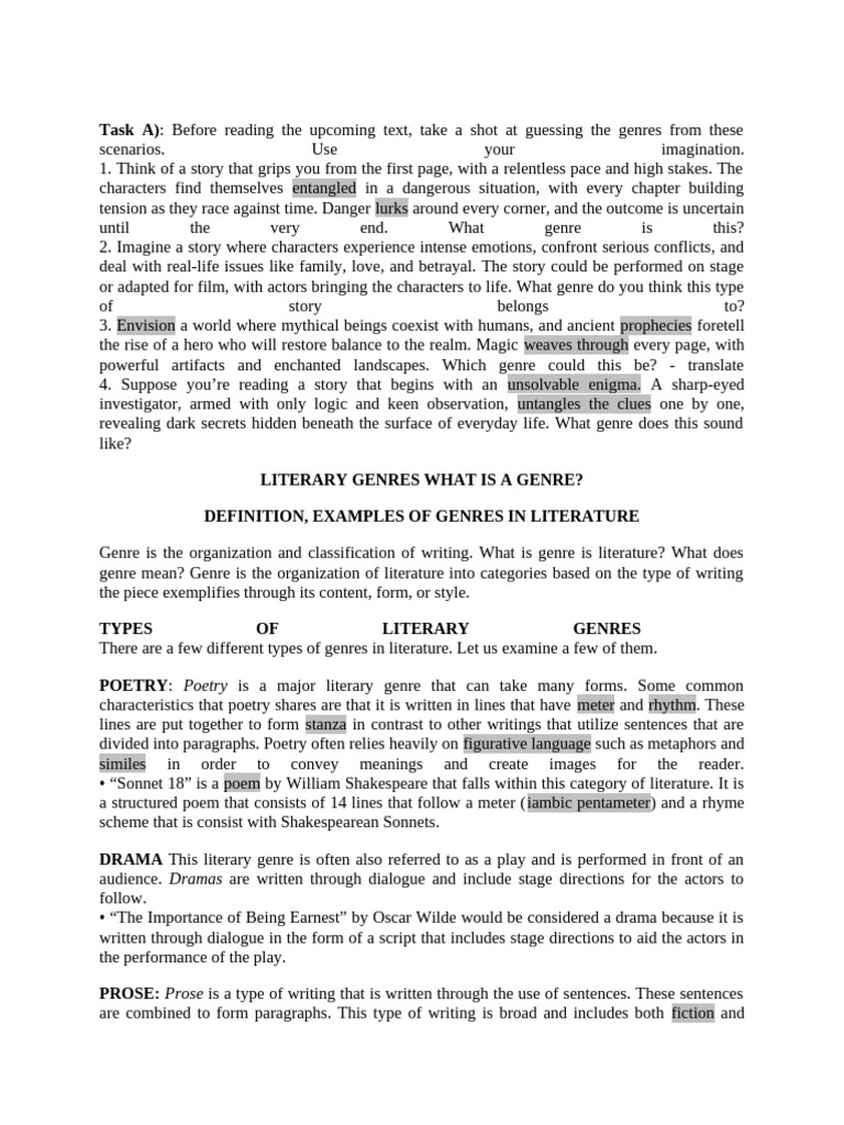 Literature. Genres and Styles | PDF | Poetry | Writing