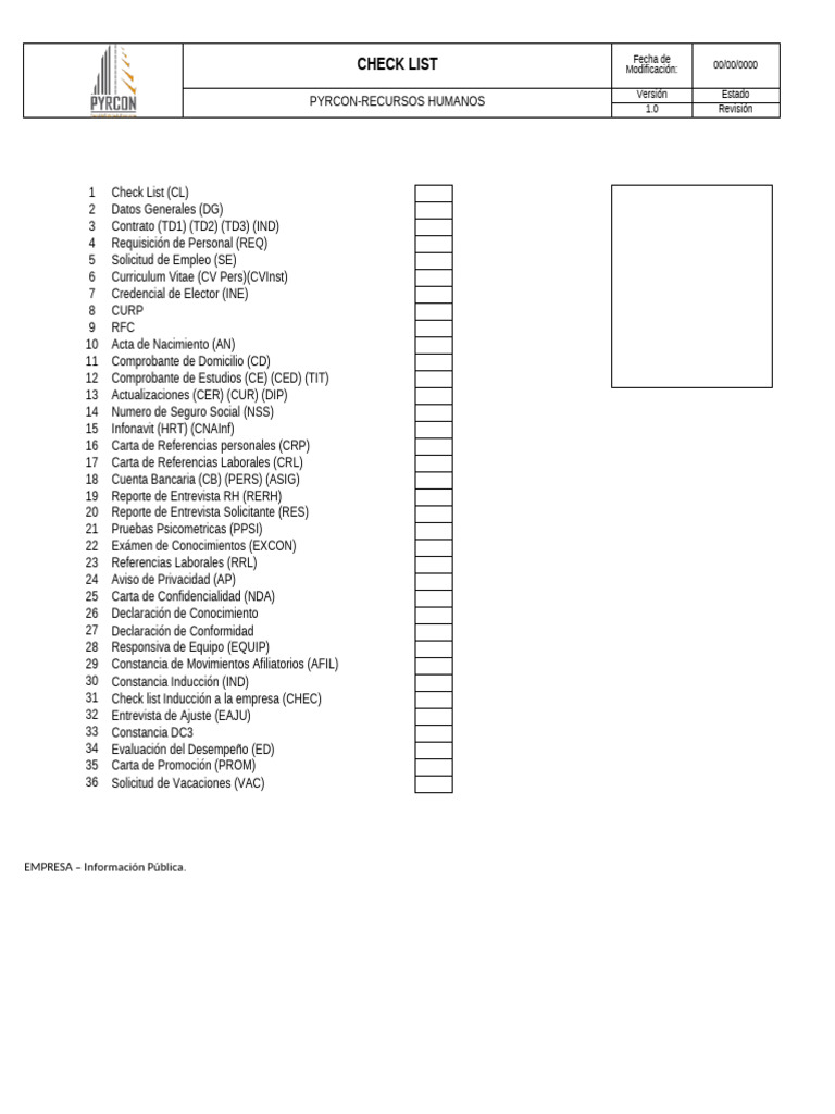 Formato Check List | PDF