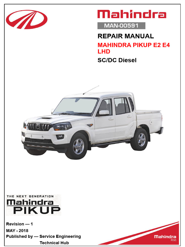 Man-00591 - Repair Manual Mahindra Pikup SC DC Euro 2 & 4 LHD Diesel ...