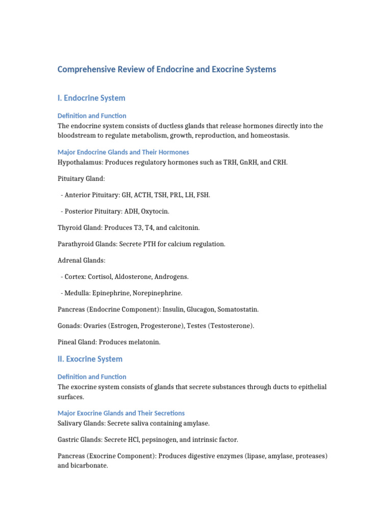 Endocrine Exocrine Review | PDF | Endocrine System | Pancreas