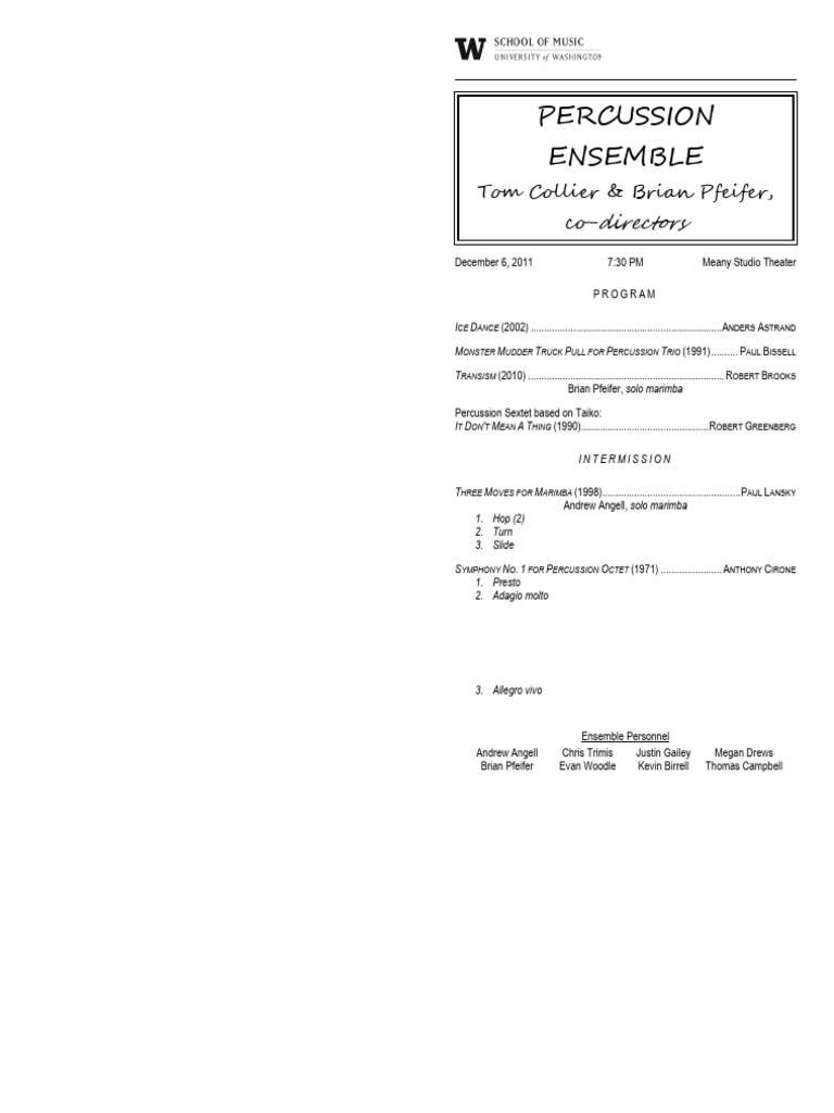 2011-2012 Percussion Ensemble Program | PDF