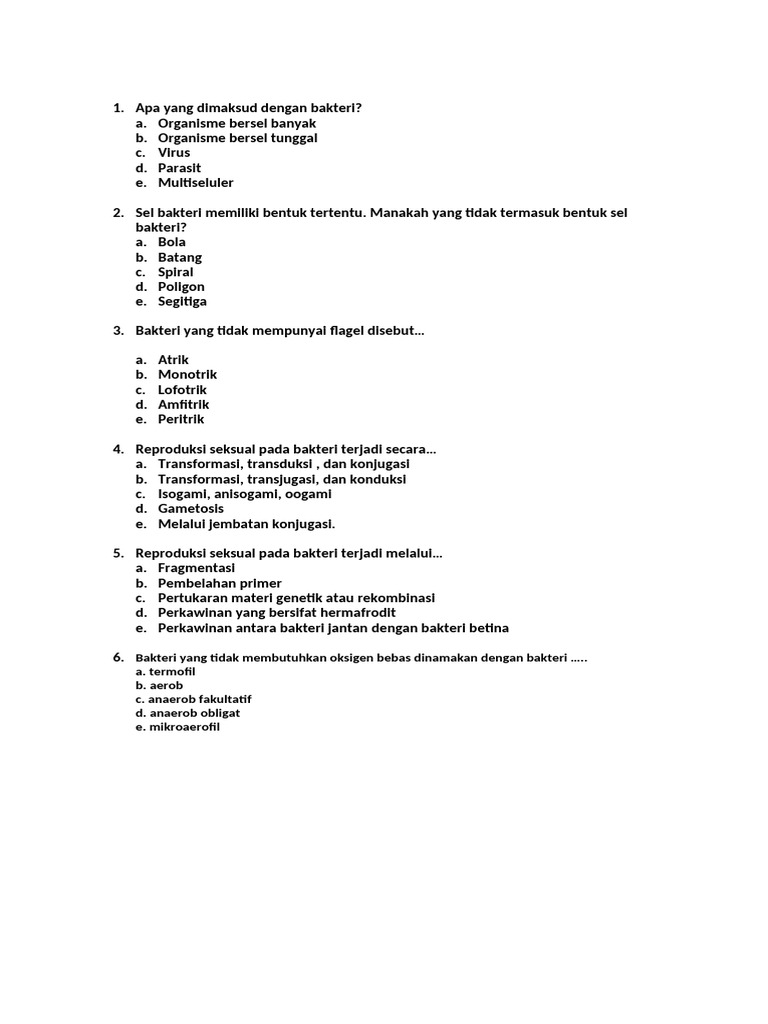 Soal Ulangan Bakteri | PDF