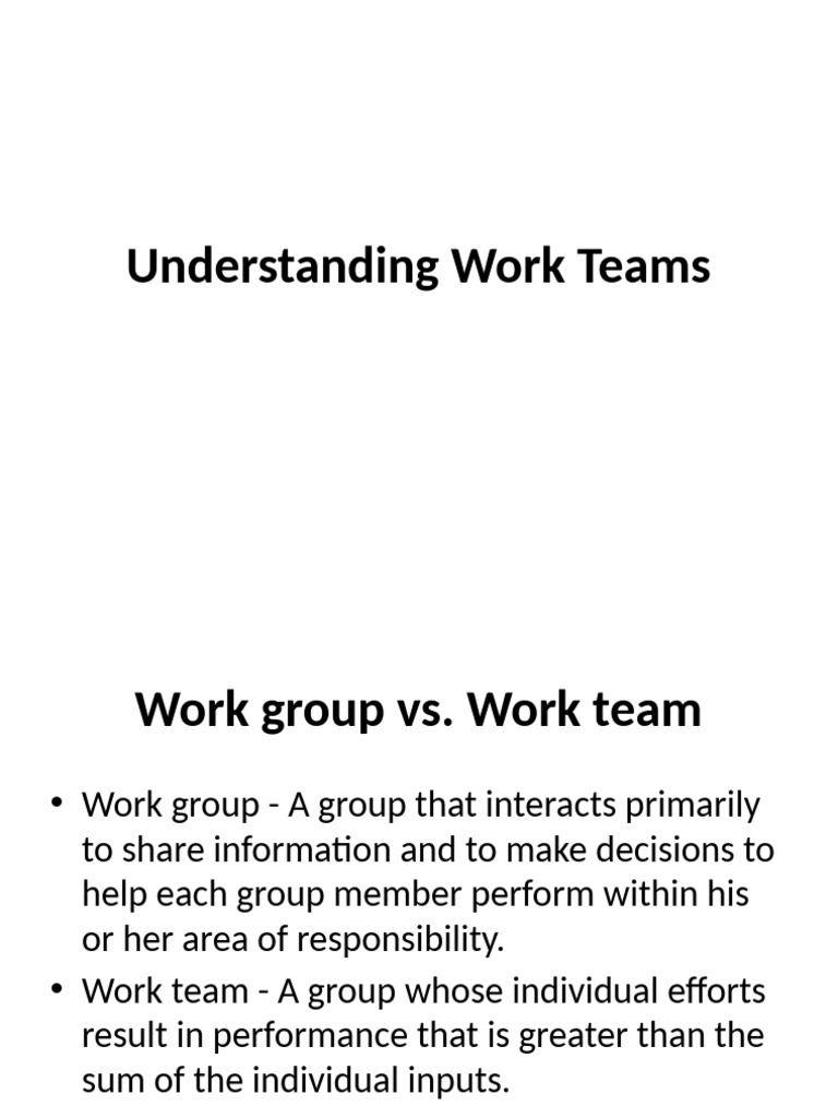Understanding Work Teams | PDF