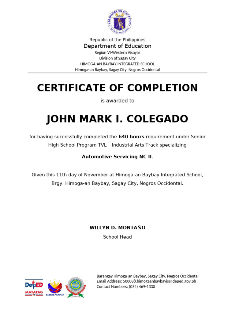 Certficate of Completion | PDF