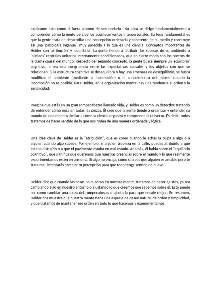 Teoría de Heider: Atribución y Equilibrio | PDF | Percepción ...