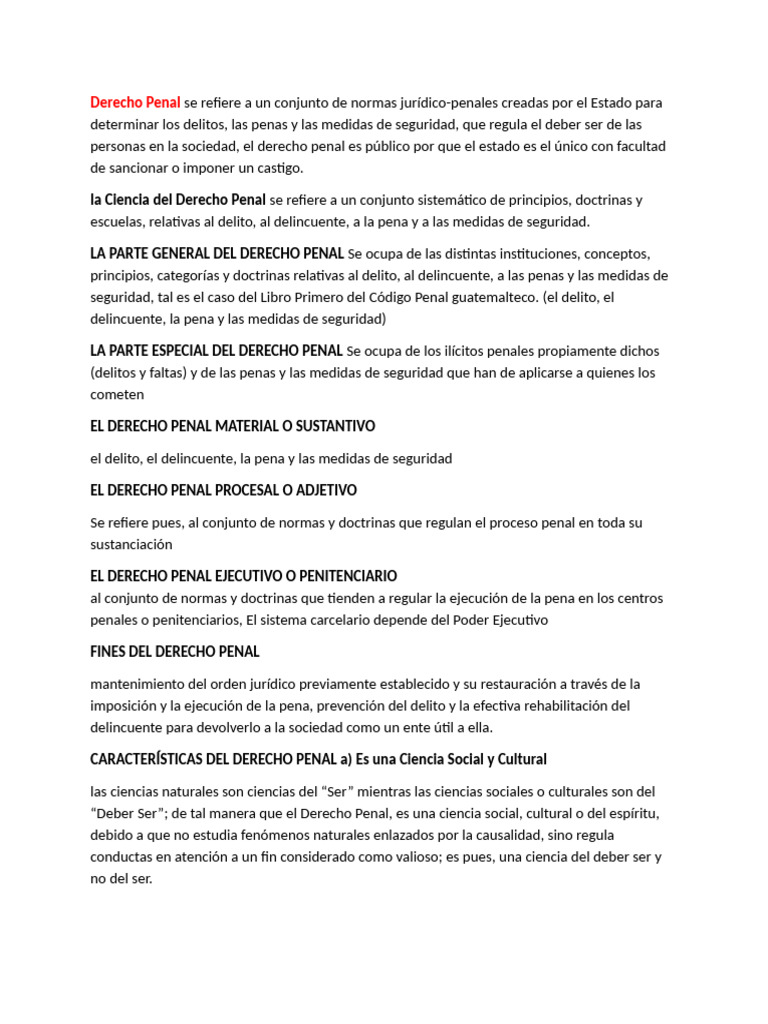 Derecho Penal Resumen XDD | PDF | Derecho penal | Castigos