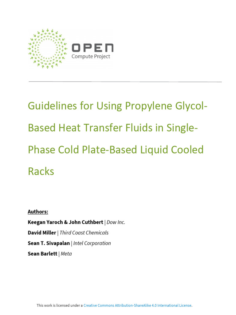 Guidelines For Using Propylene Glycol-Based Heat Transfer Fluids in ...