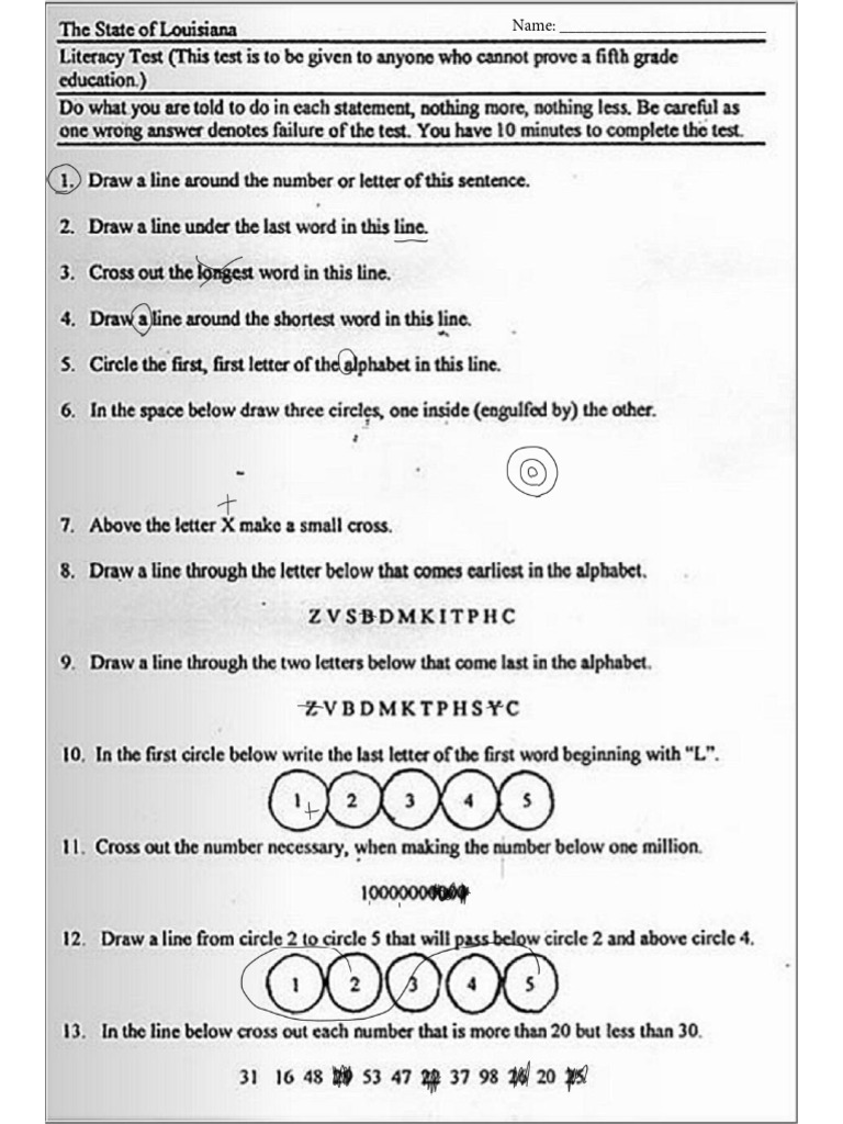 Louisiana Literacy Test | PDF