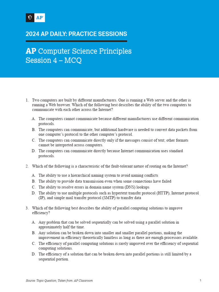 AP_Computer_Science_Principles_Session4_MC | PDF | Domain Name System ...