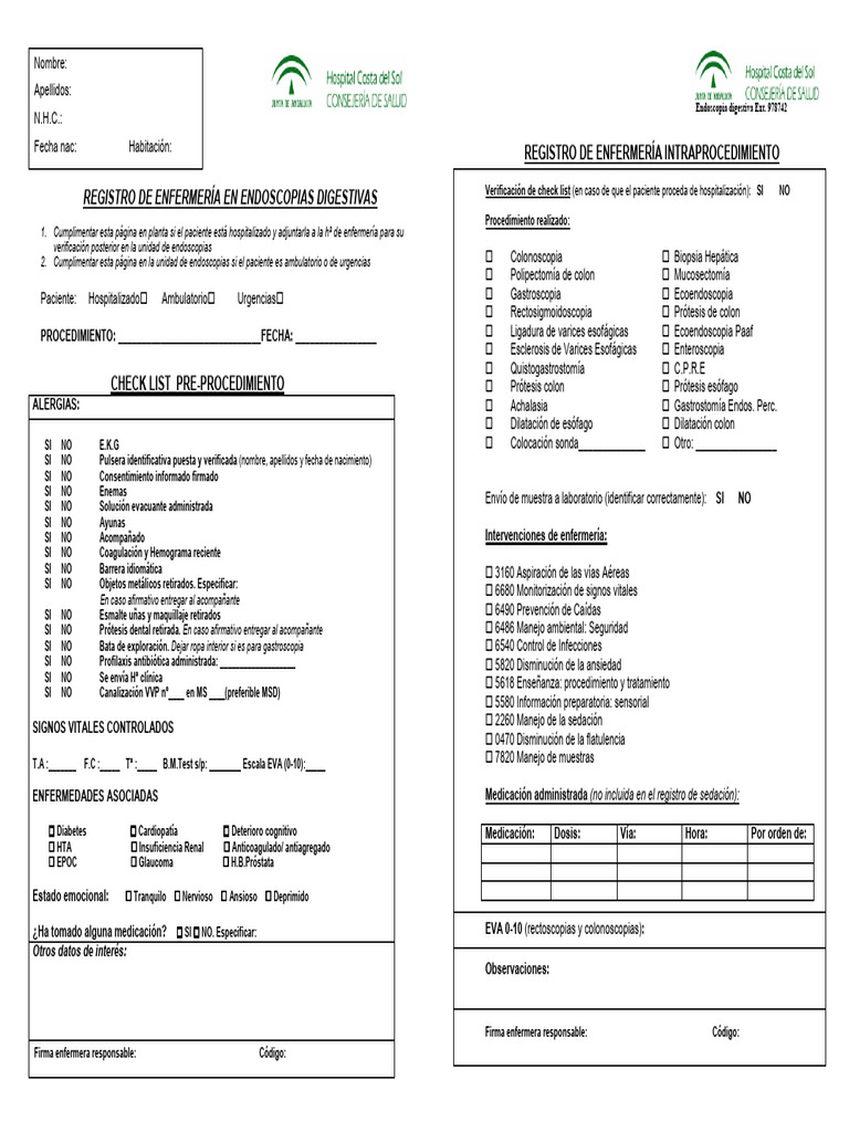 Hojas de Endos | PDF | Especialidades Medicas | Medicina CLINICA