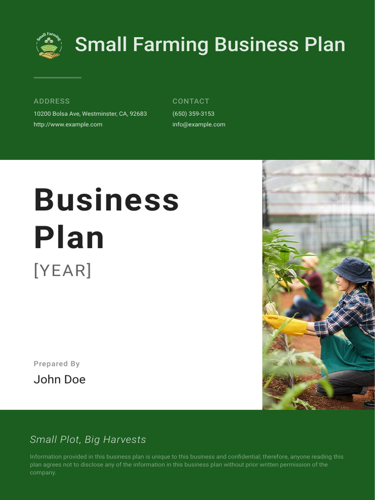 Small Farming Business Plan | PDF | Marketing | Market (Economics)