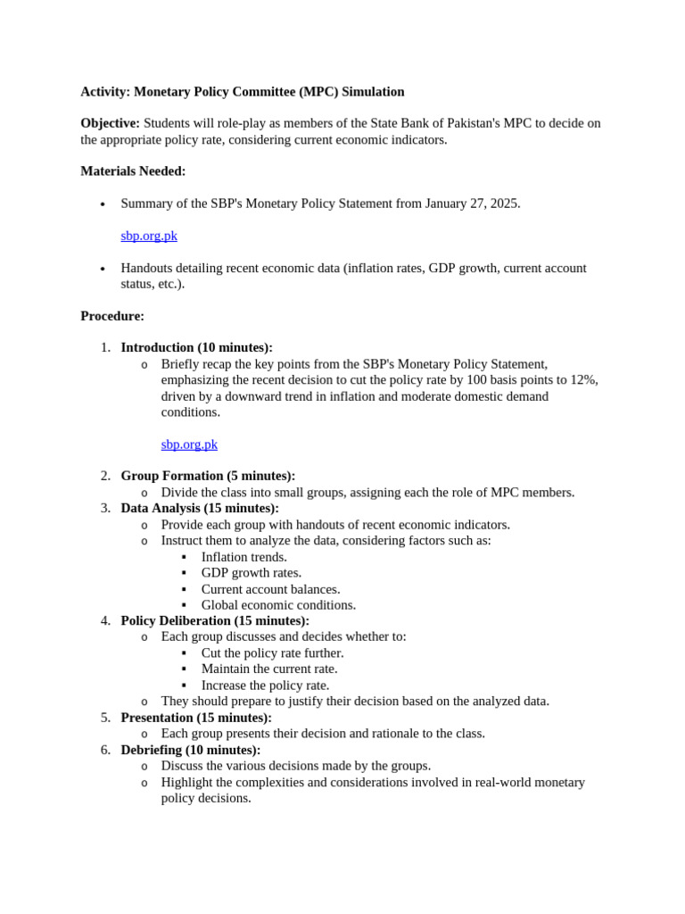Monetary Policy Activity | PDF