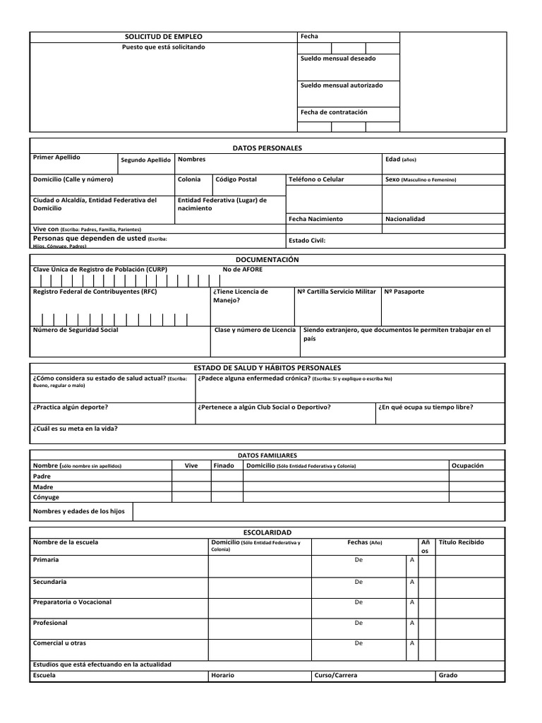 Top Solicitud de Empleo Modelo 2 PDF | PDF