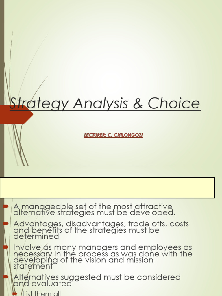 Strategy Analysis and Choice | PDF | Swot Analysis | Weighted ...