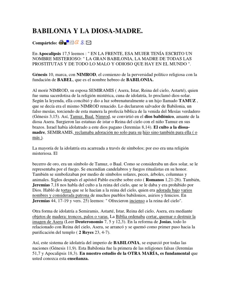 Babilonia y La Diosa | Descargar gratis PDF | Babilonia | Idolatría