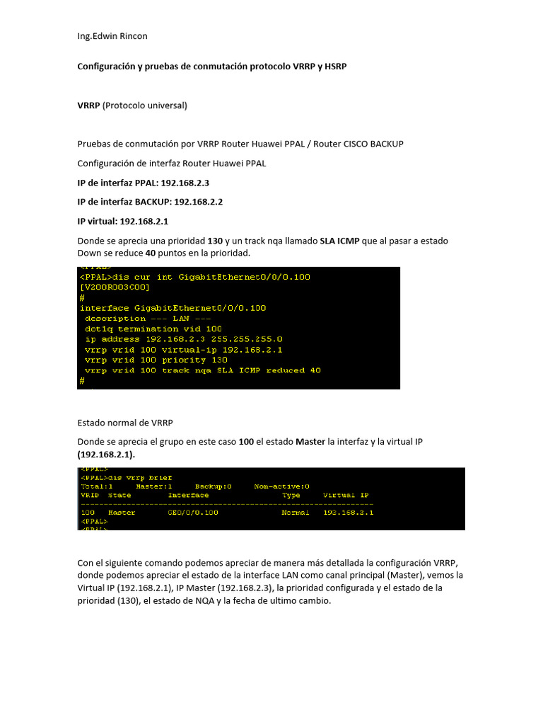 VRRP HSRP y BGP - Proceso de Conmutación | PDF | Enrutador (Computación) | Enrutamiento