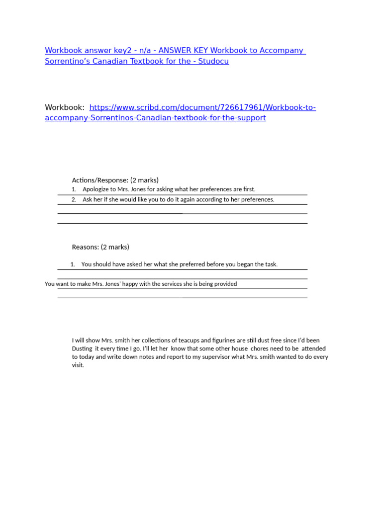 Workbook Answer Key2 - N/a - ANSWER KEY Workbook To Accompany ...