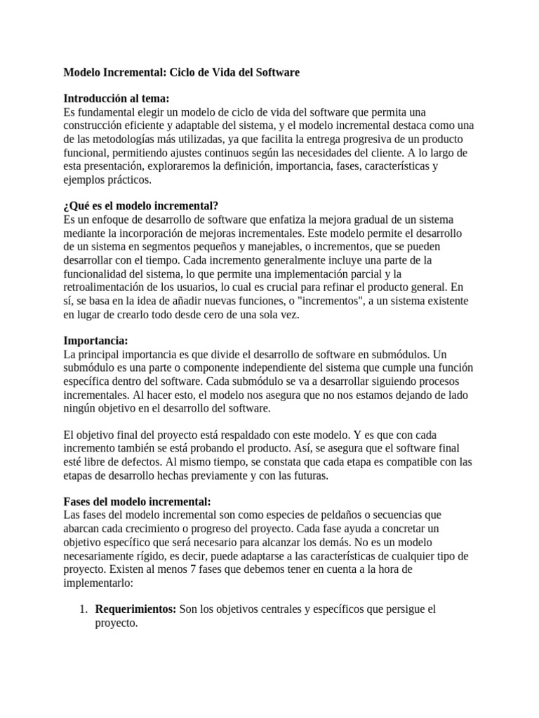Modelo Incremental | PDF | Software | Ingeniería de software