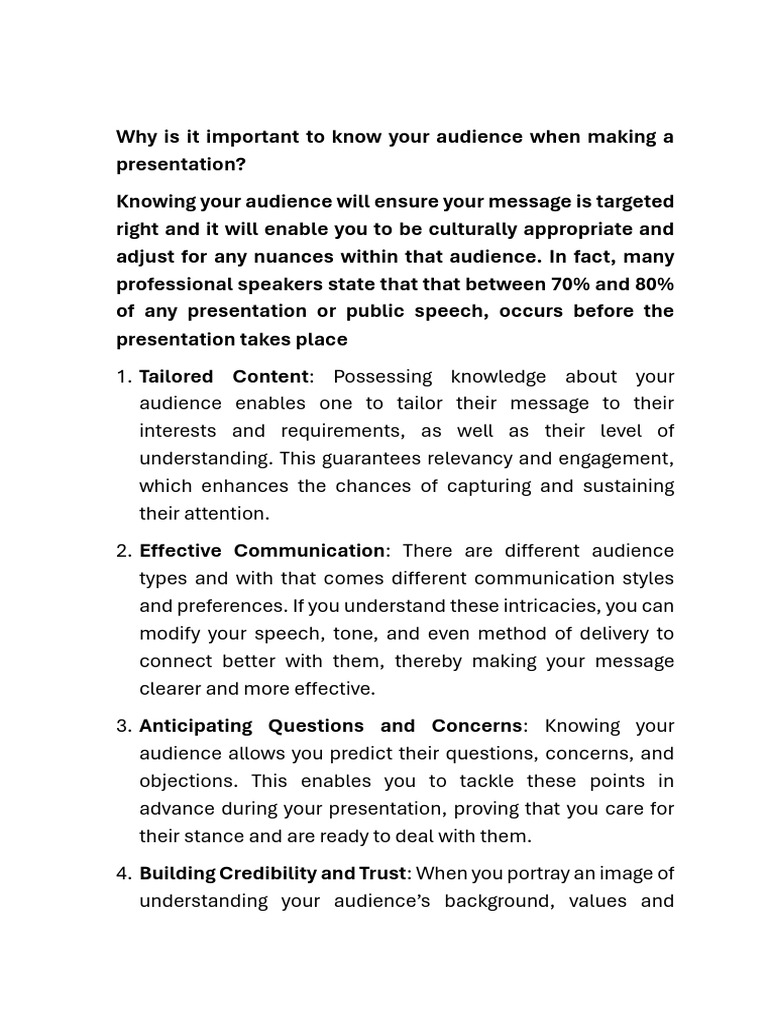 Why Is It Important To Know Your Audience When Making A Presentation | PDF