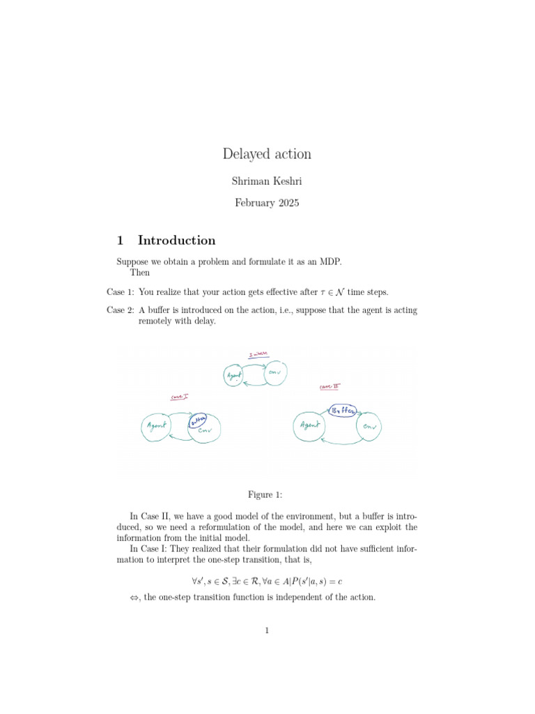 Delayed Action in MDPs: Reformulation Insights | PDF