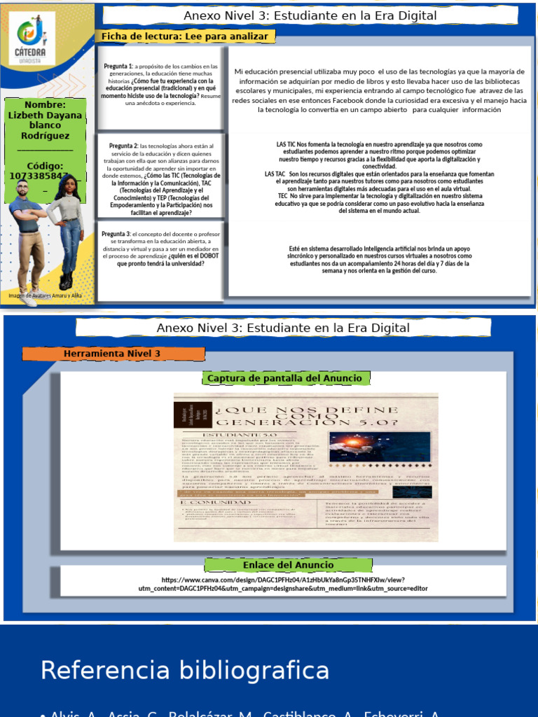 Anexo - Nivel 3 Ficha de Lectura Lizbeth Blanco | PDF | Aprendizaje ...