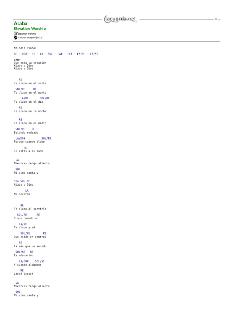 ALABA, Elevation Worship - Acordes | PDF