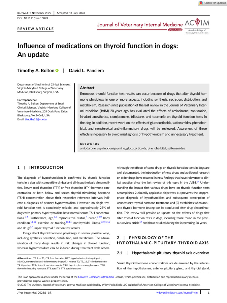 Medications Affecting Canine Thyroid Function | PDF | Thyroid ...