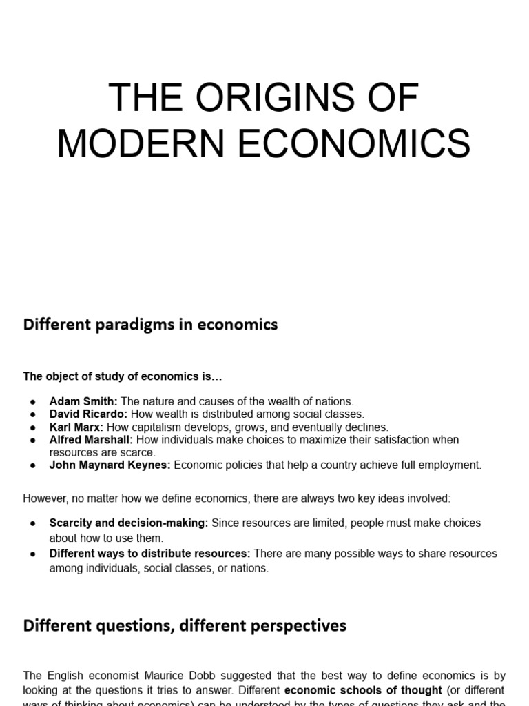 The Origins of Modern Economics | PDF | Economics | Wealth