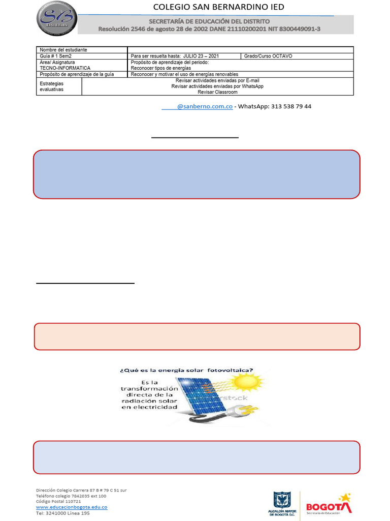 1 Sem2 OCTAVO TecnoInformática | PDF | Energía renovable | Entorno natural