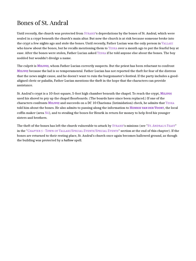 St. Andral's Bones Theft and Consequences | PDF