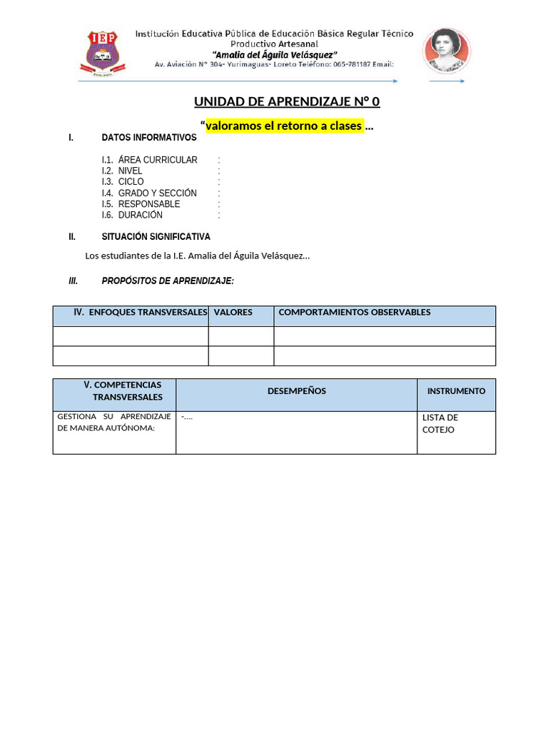 Formato Unidad - Ok | PDF | Evaluación | Aprendizaje