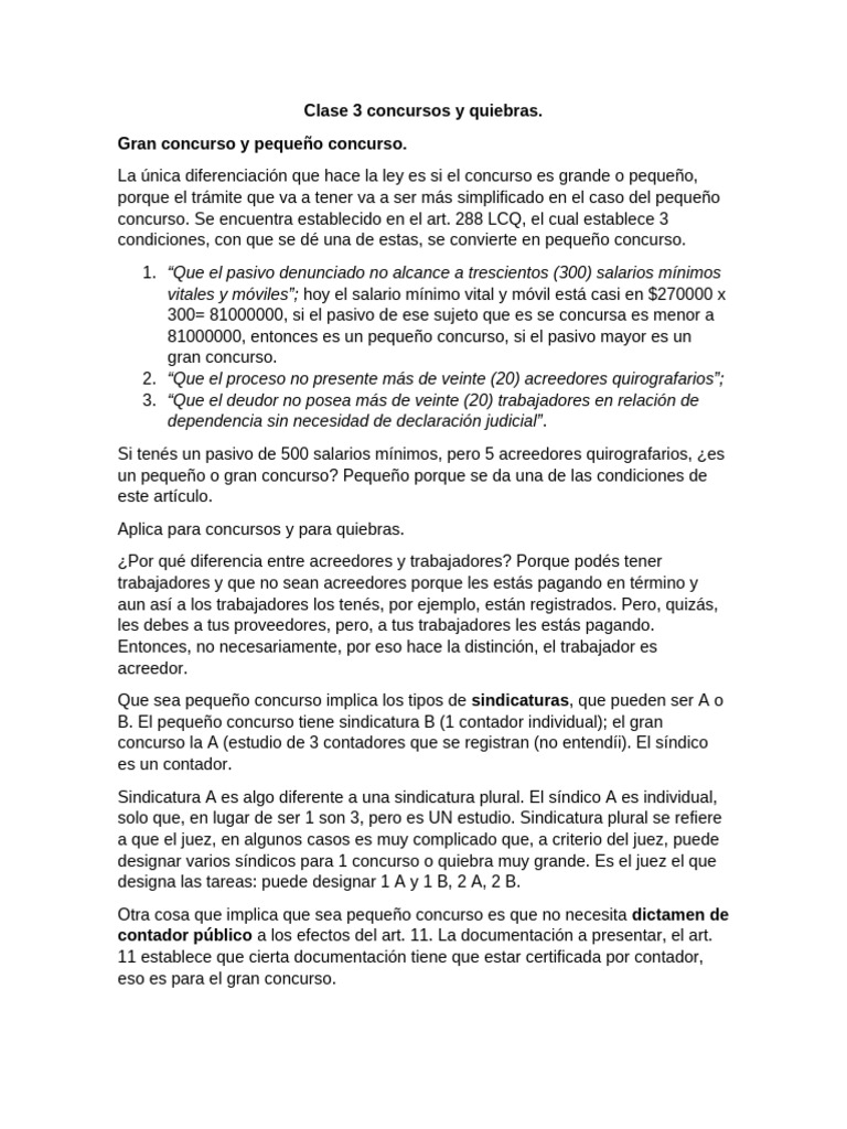 Clase 3 Concursos y Quiebras | PDF | Bancarrota | Liquidación