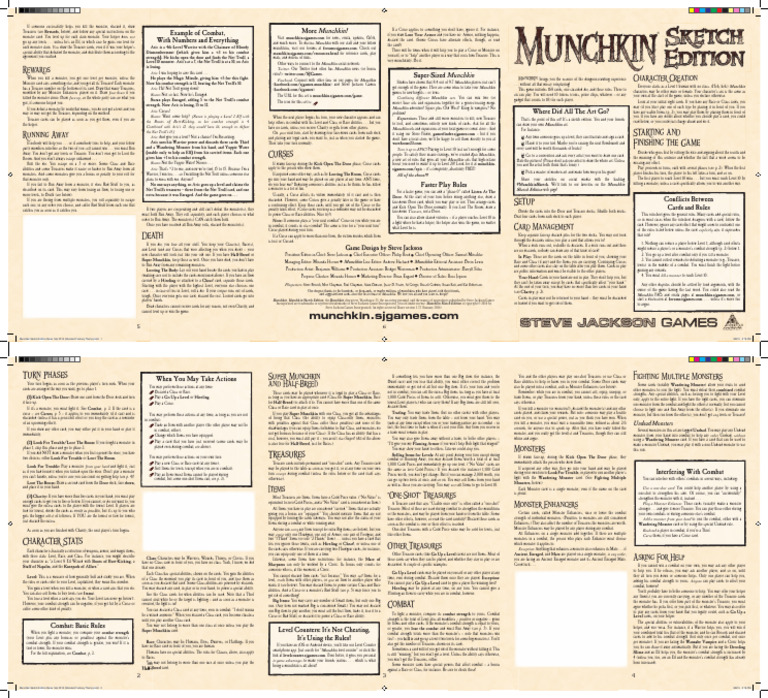 Munchkin Sketch Edition Rules | PDF | Gaming | Tabletop Games