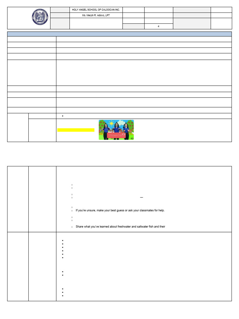 HELE 3 (3RD) - Copy | PDF | Learning | Fish