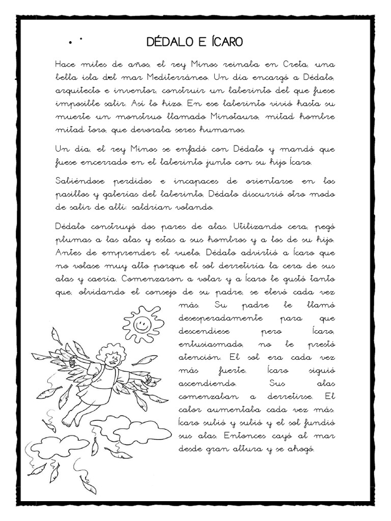 La trágica historia de Dédalo e Ícaro | PDF