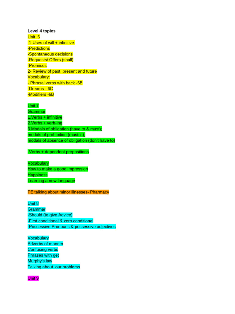 Level 4 Topics | PDF