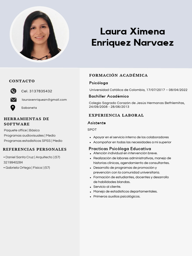 Perfil Profesional de Laura Ximena Enriquez | PDF