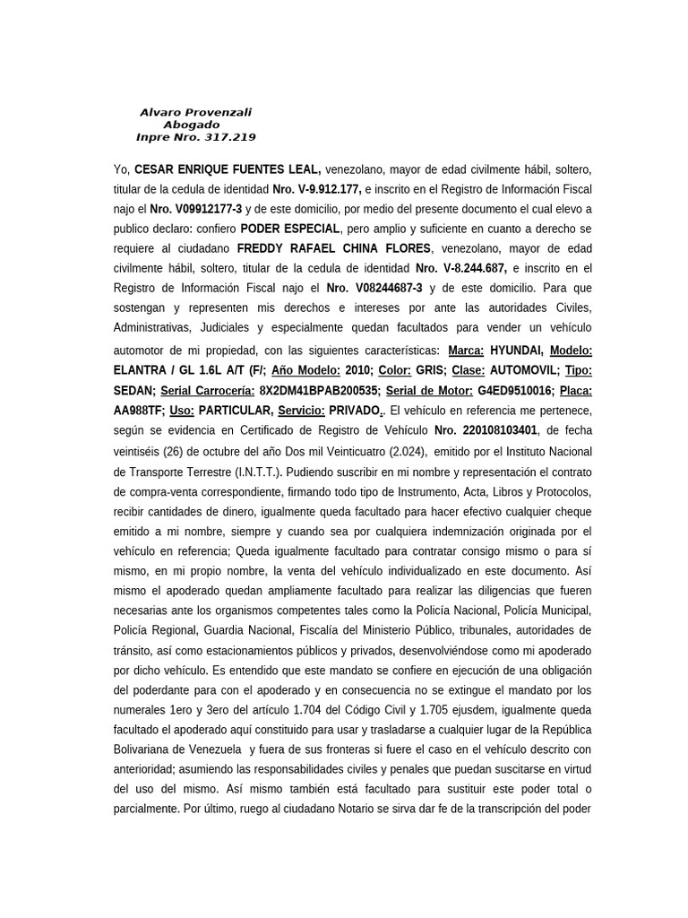 Poder Vehiculo Freddy China | PDF | Gobierno