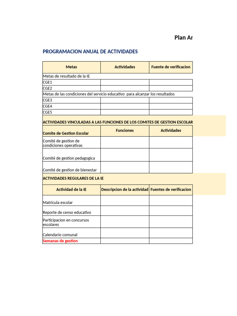 Plan Anual de Trabajo (PAT) 2023 | PDF
