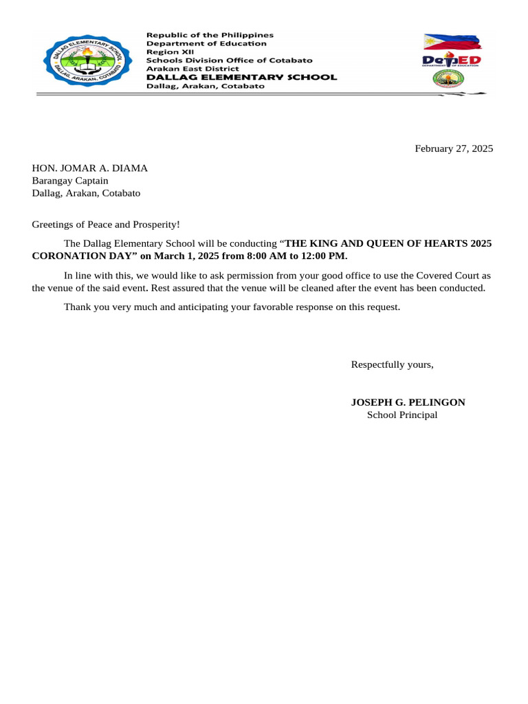 Letter Request to Barangay | PDF