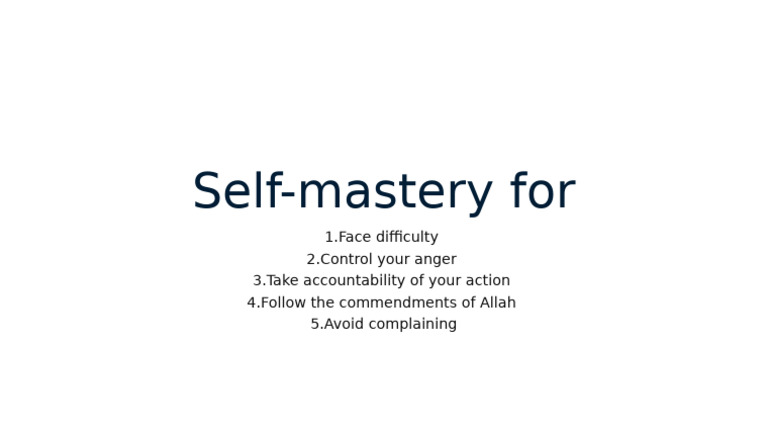 Self-Mastery For | PDF