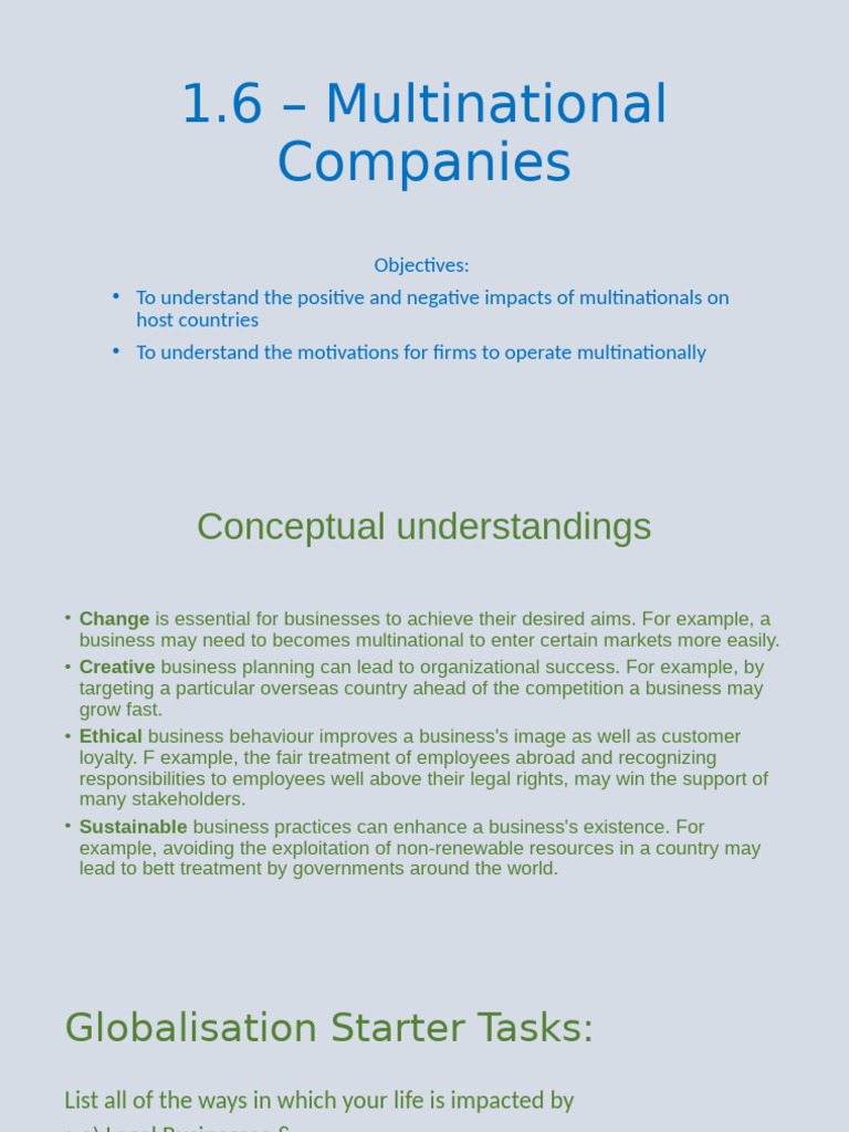 1.6 - Multinational Companies SL IBDP BM DCA | PDF | Globalization | Taxes