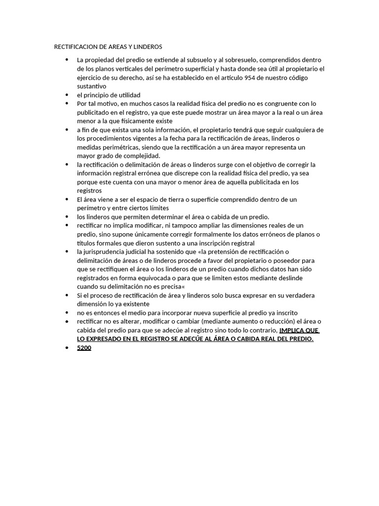 Rectificacion de Areas y Linderos | PDF