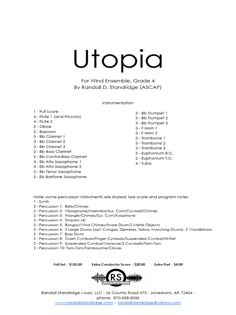 Utopia Score | PDF | Saxophone | Percussion Instruments