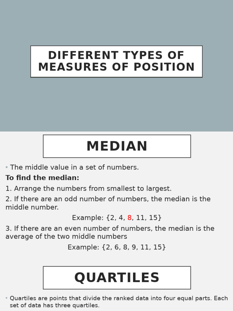 Measures of Position: Median, Quartiles, Deciles, Percentiles | PDF ...