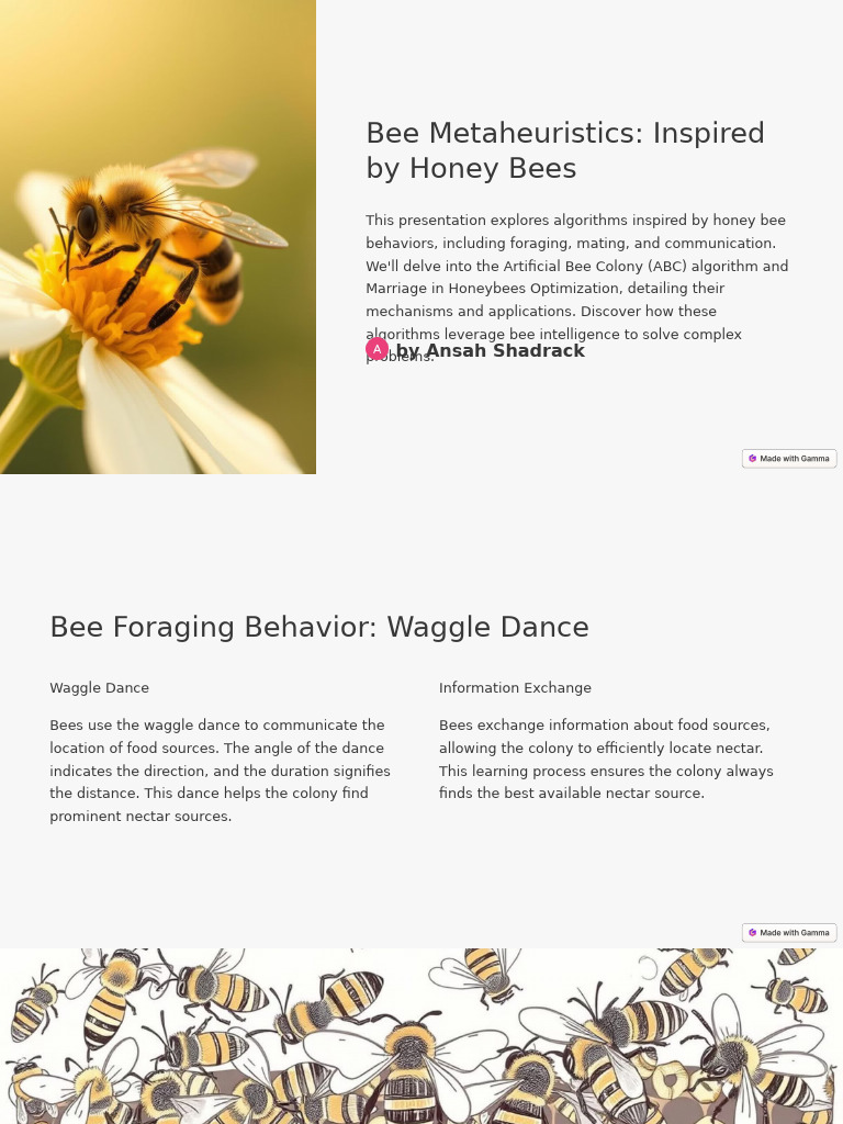 Bee Metaheuristics Inspired by Honey Bees | PDF | Honey Bee | Bees