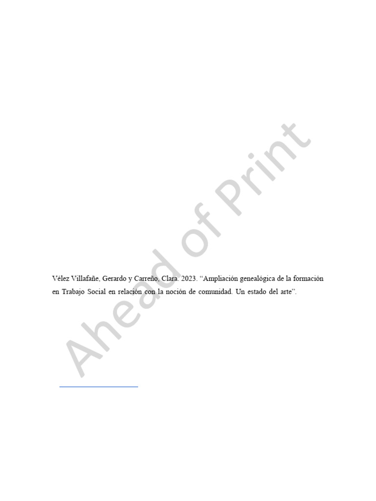 Ampliaci N Geneal Gica de La Formaci N en Trabajo Social en Relaci N Con La Noci N de Comunidad ...